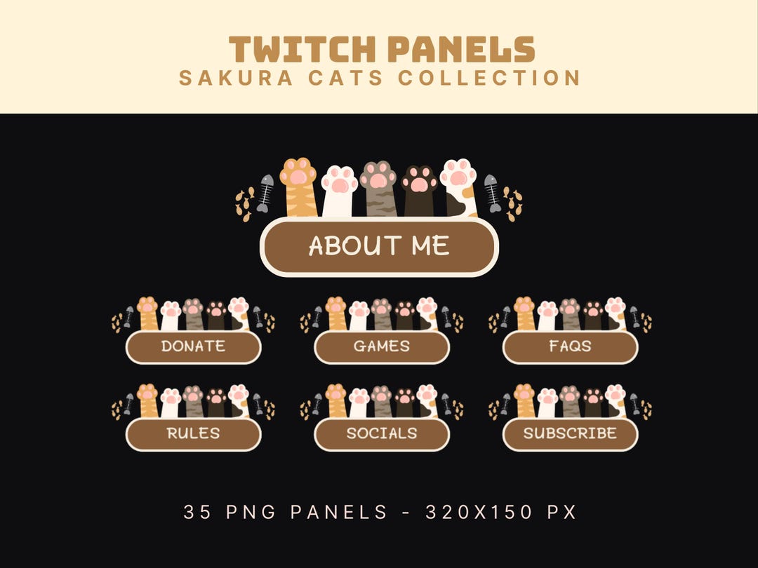 Cat Twitch Panels Cute Twitch Overlay Cat Stream Panel Cute Twitch ...