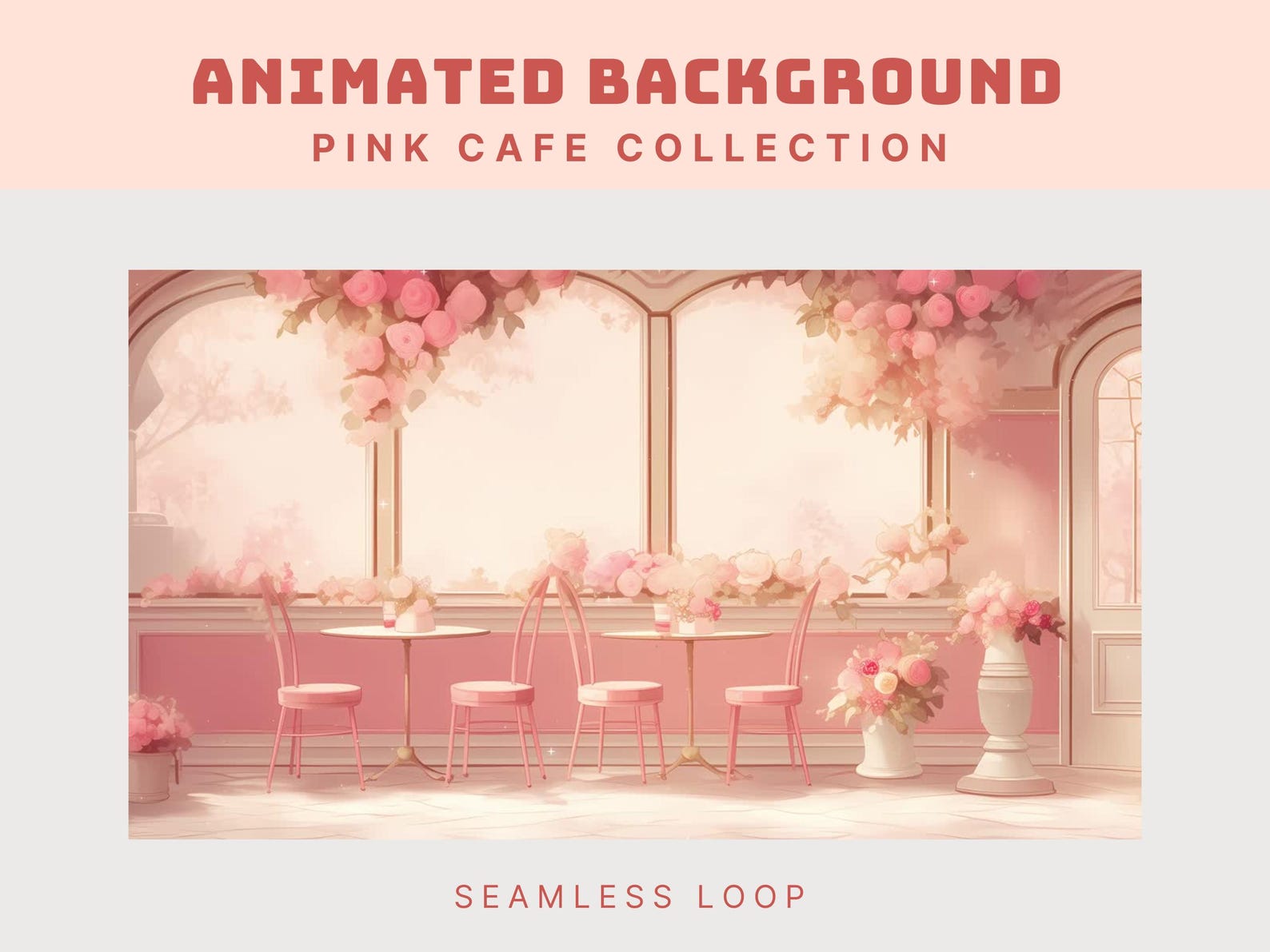 Vtuber Animated Background Pink Twitch Stream Overlay Cozy Cafe Twitch ...