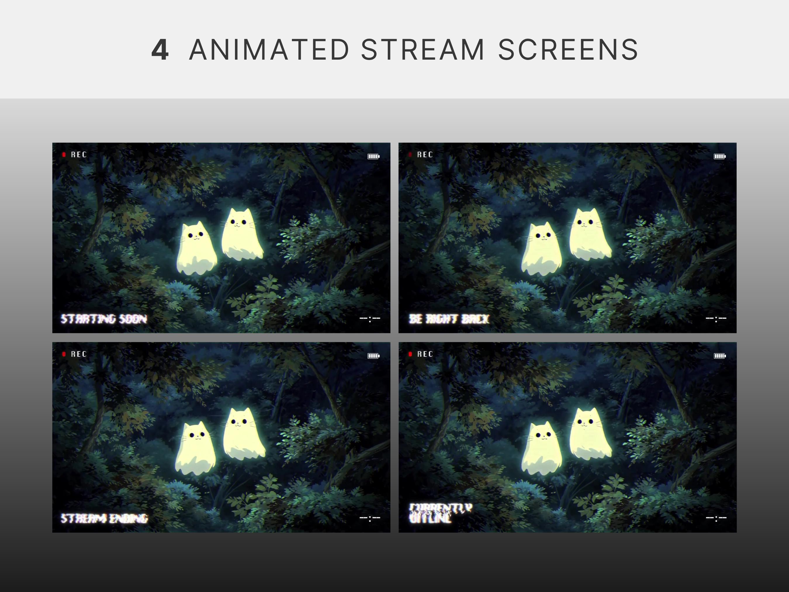Ghost Cat Stream Pack Halloween Twitch Overlay Animated Retro Stream ...