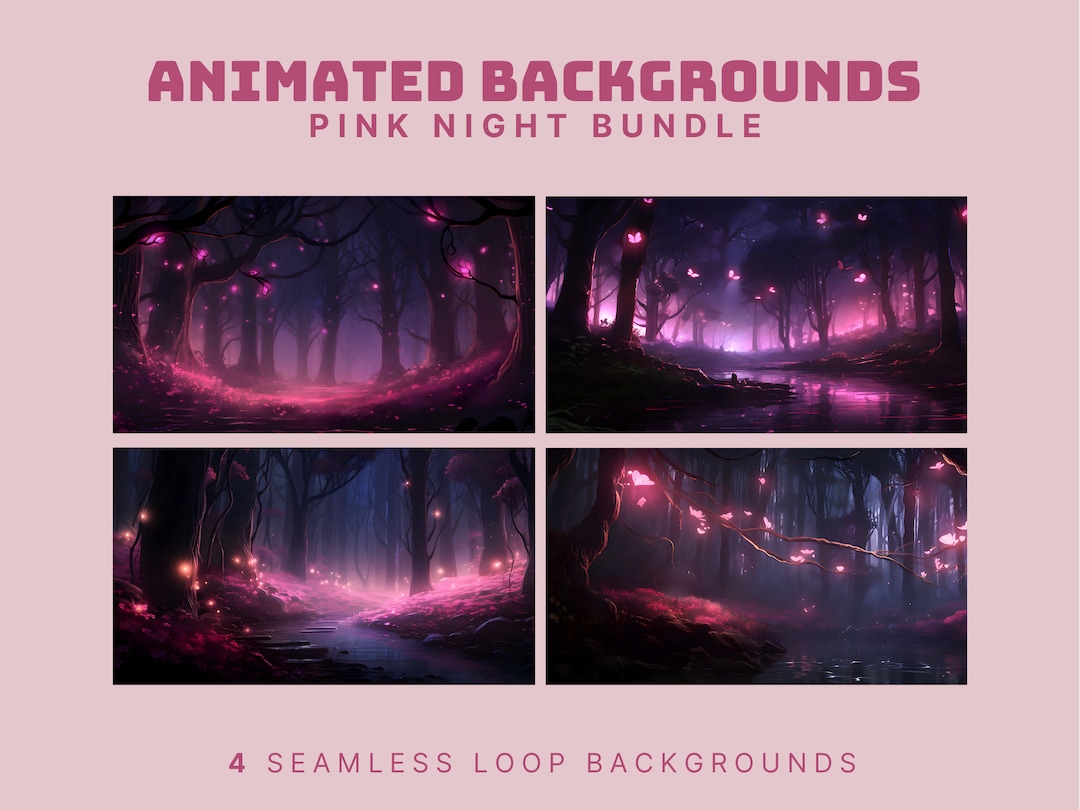 Pink Animated Background Vtuber Pink Forest Twitch Animated Overlay ...
