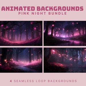 Pink Animated Background Vtuber Pink Forest Twitch Animated Overlay ...