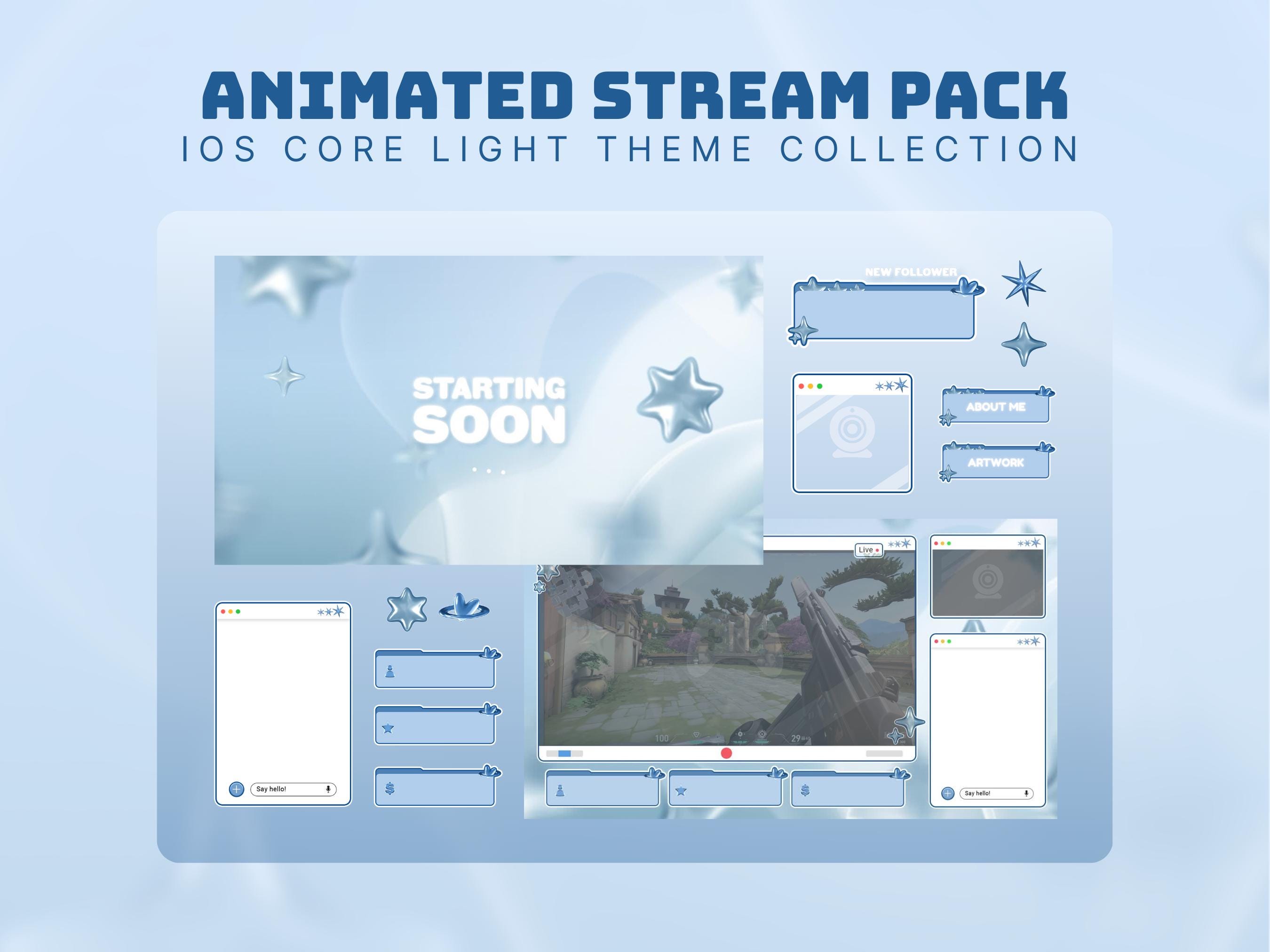 Y2k Stream Pack Ios Core Twitch Package Blue Overlay Stream for Vtuber ...