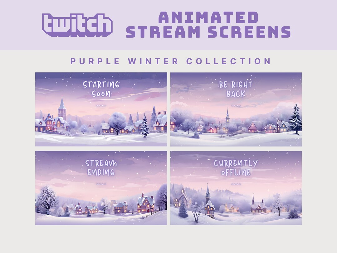 Purple Christmas Animated Stream Screen Purple Winter Twitch Stream ...