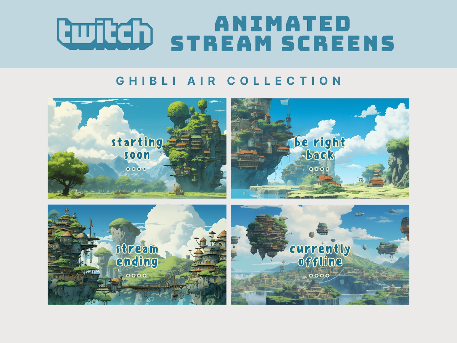 Ghibli Inspired Animated Stream Screen Castle on the Sky Twitch Stream ...