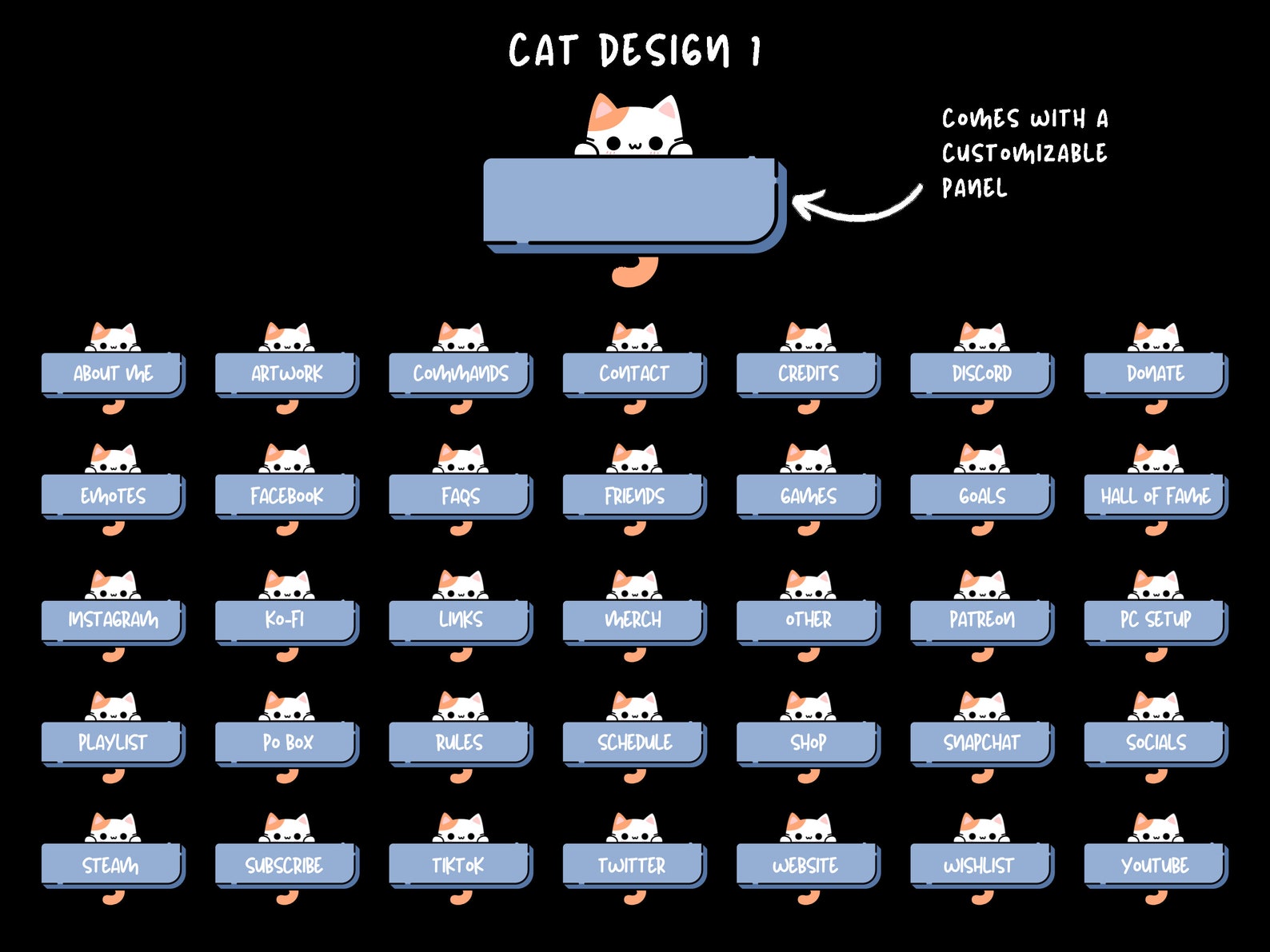 Cute Twitch Panels Cat Twitch Panels Kawaii Twitch Panels Cat - Etsy