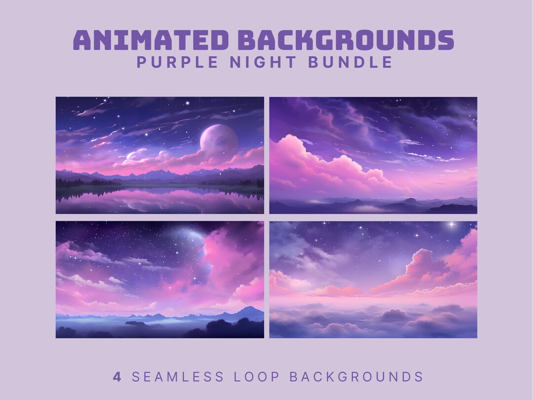 Purple Animated Background Vtuber Twitch Animated Overlay Purple Sky ...