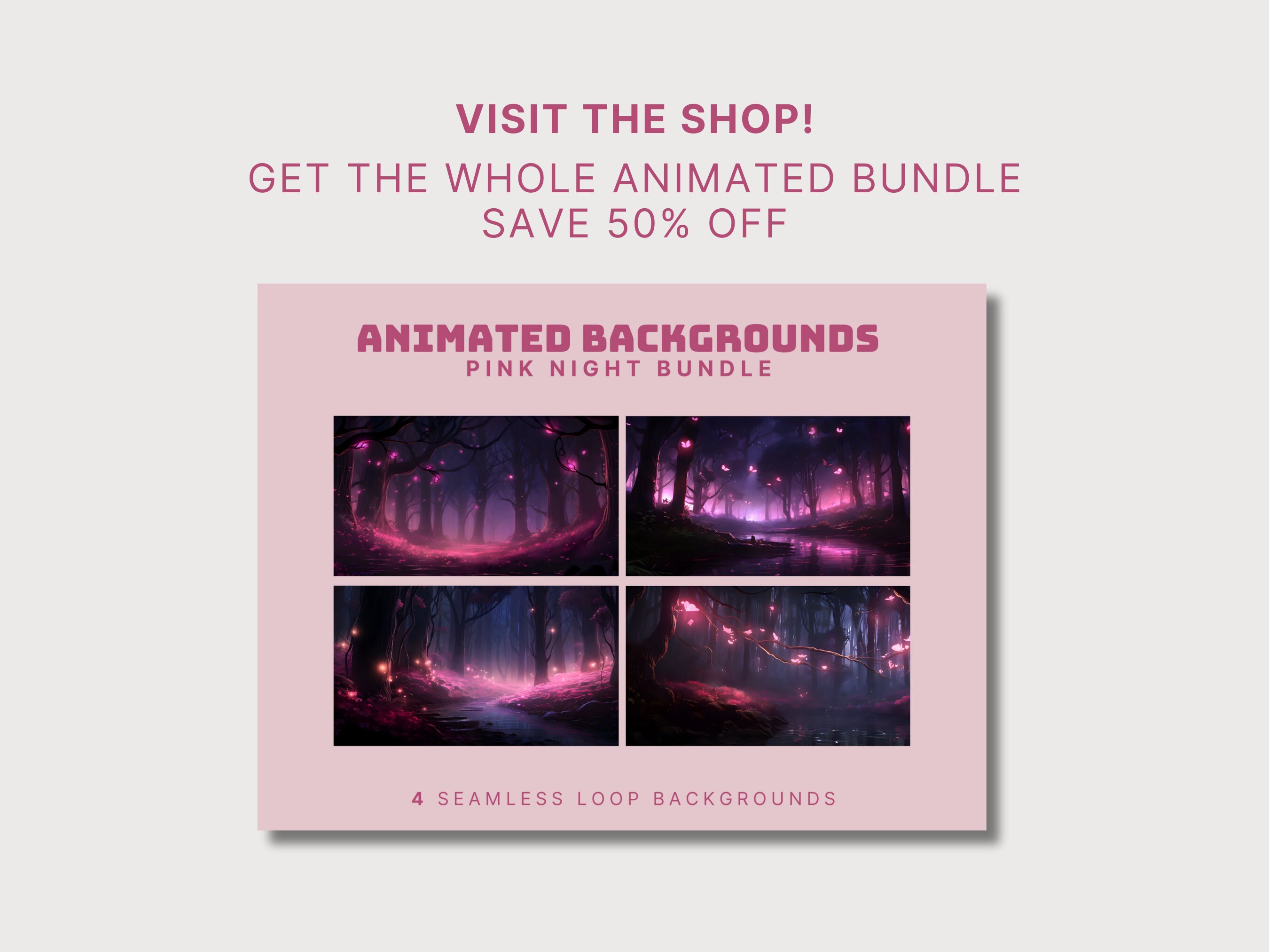 Vtuber Background Pink Animated Twitch Overlay Forest Stream Background ...