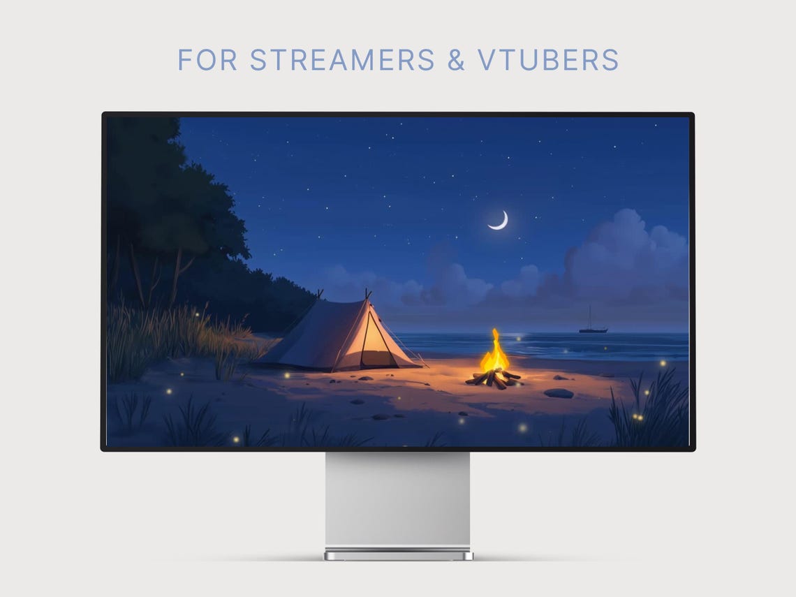 Cozy Bonfire Background Vtuber Summer Background Camping Stream ...