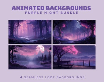 Purple Vtuber Background Witch Vtuber Animated Background Purple Night ...