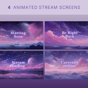 Purple Stream Pack Animated Vtuber Background Purple Twitch Overlay Witch Twitch Stream Purple ...