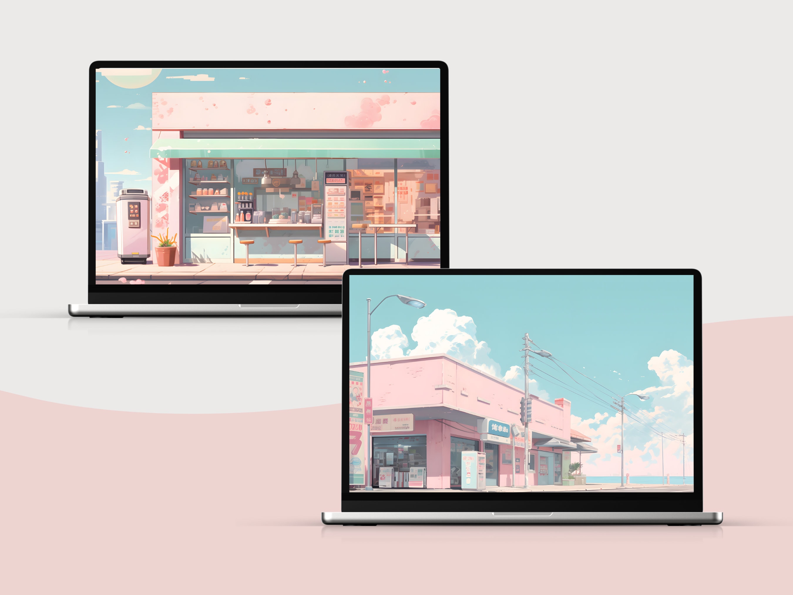 Studio Ghibli Inspired Desktop Wallpaper Pastel Aesthetic Pink ...