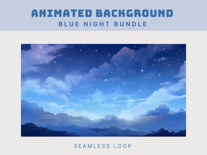 Blue Animated Vtuber Blue Twitch Overlay Vtuber Sky Stream Overlay ...