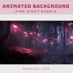 Pink Forest Twitch Overlay Vtuber Background Animated Overlay Halloween ...