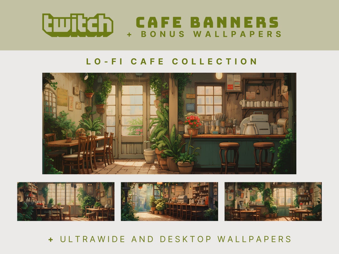 Lofi Twitch Banner Cozy Cafe Banner Ghibli Twitch Overlay Lofi Twitch ...