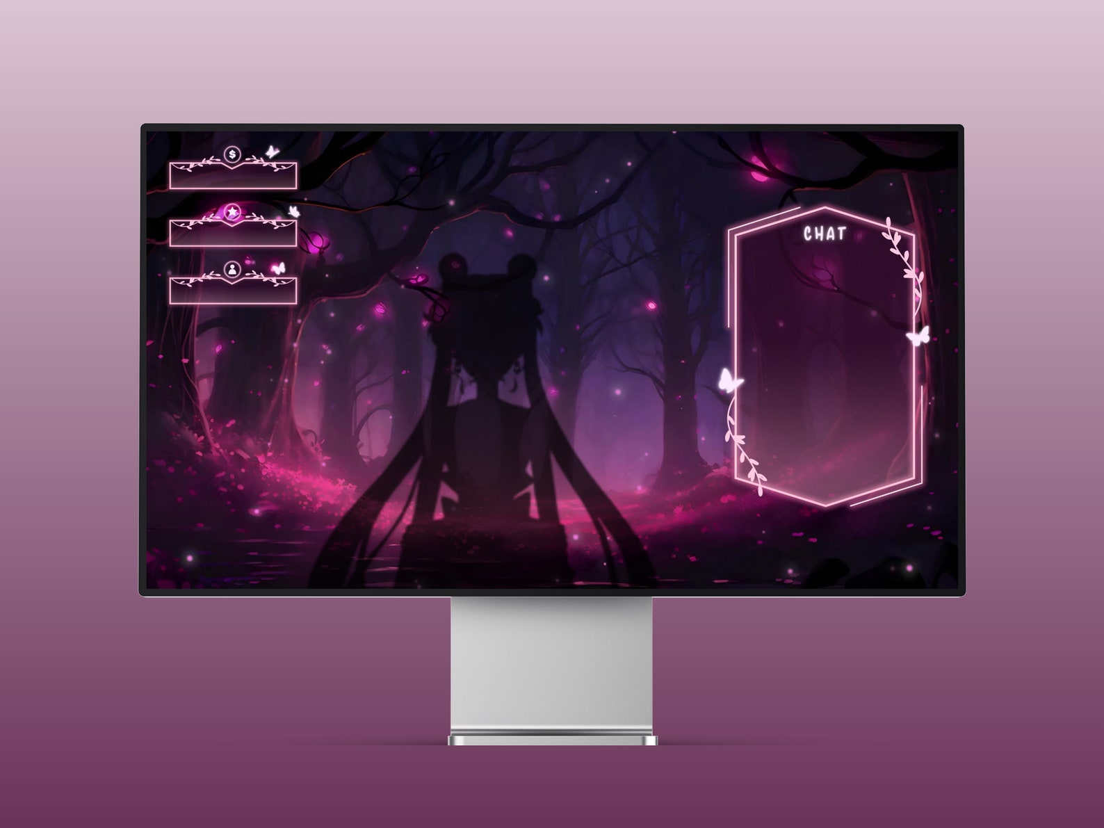 Pink Stream Package Animated Vtuber Background Pink Goth Twitch Overlay ...