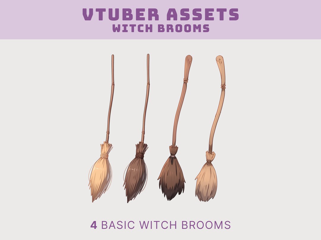 Vtuber Witch Broom Twitch Overlay Broom Vtuber Asset Stream Decor Broom ...