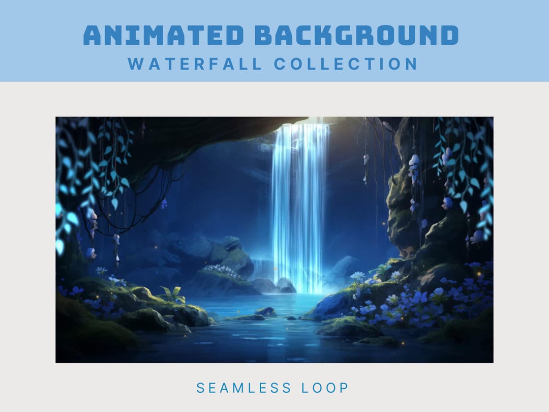 Blue Animated Background for Vtuber Background Blue Waterfall Stream ...
