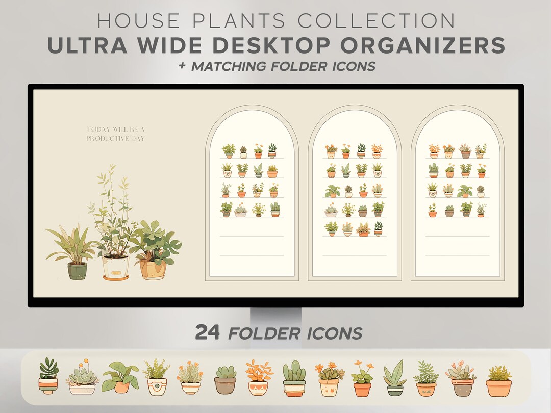 Ultra Wide Wallpaper Organizer Cute Folder Icons Boho Aesthetic ...