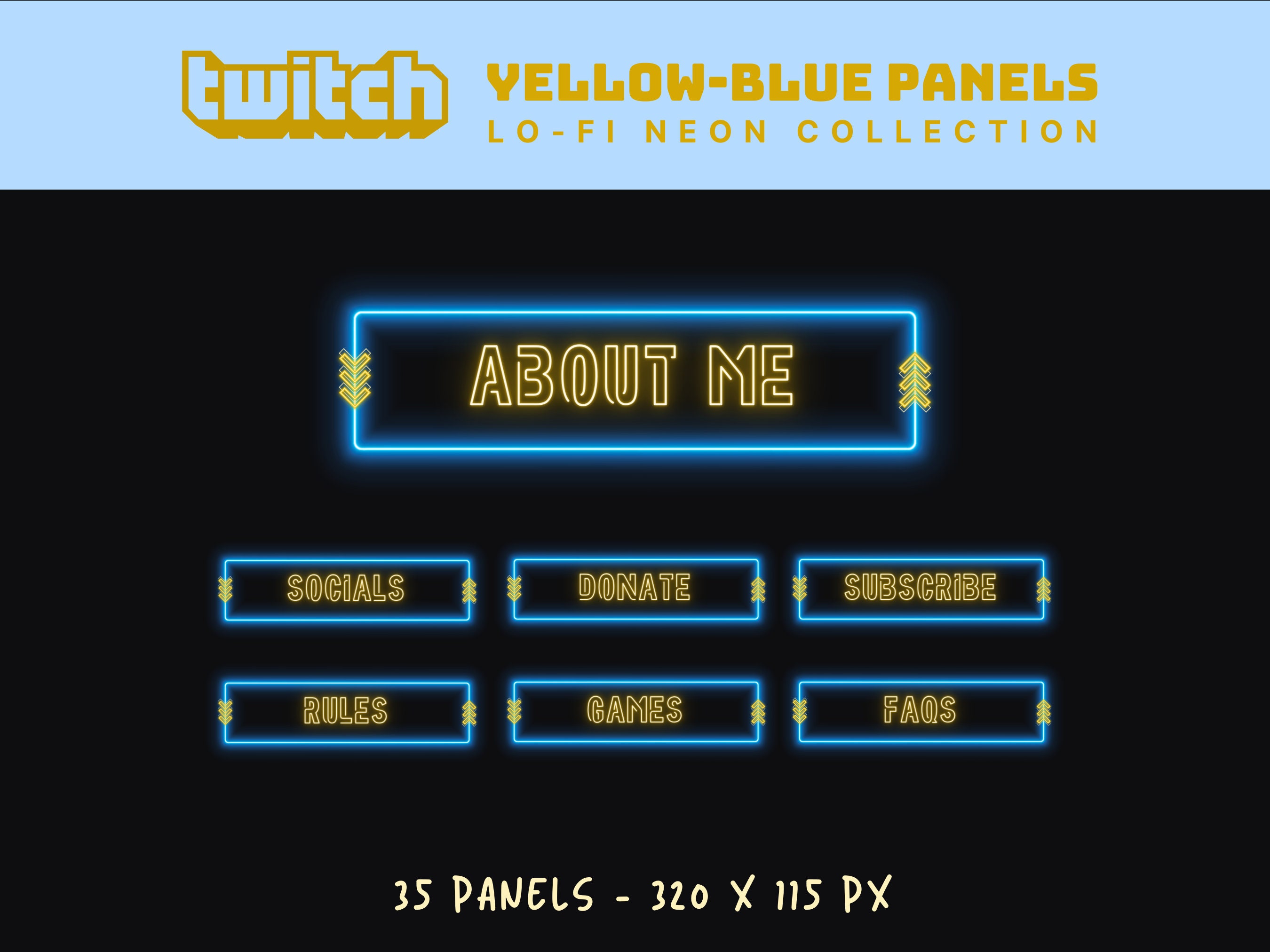 Blue Twitch Panels Neon Twitch Panel Neon Blue Twitch Panel Yellow Lofi ...