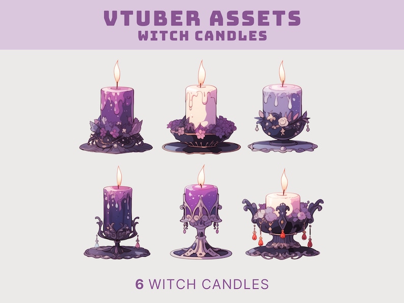 Vtuber Witch Candle Asset Purple Overlay Twitch Vtuber Decor Candle ...
