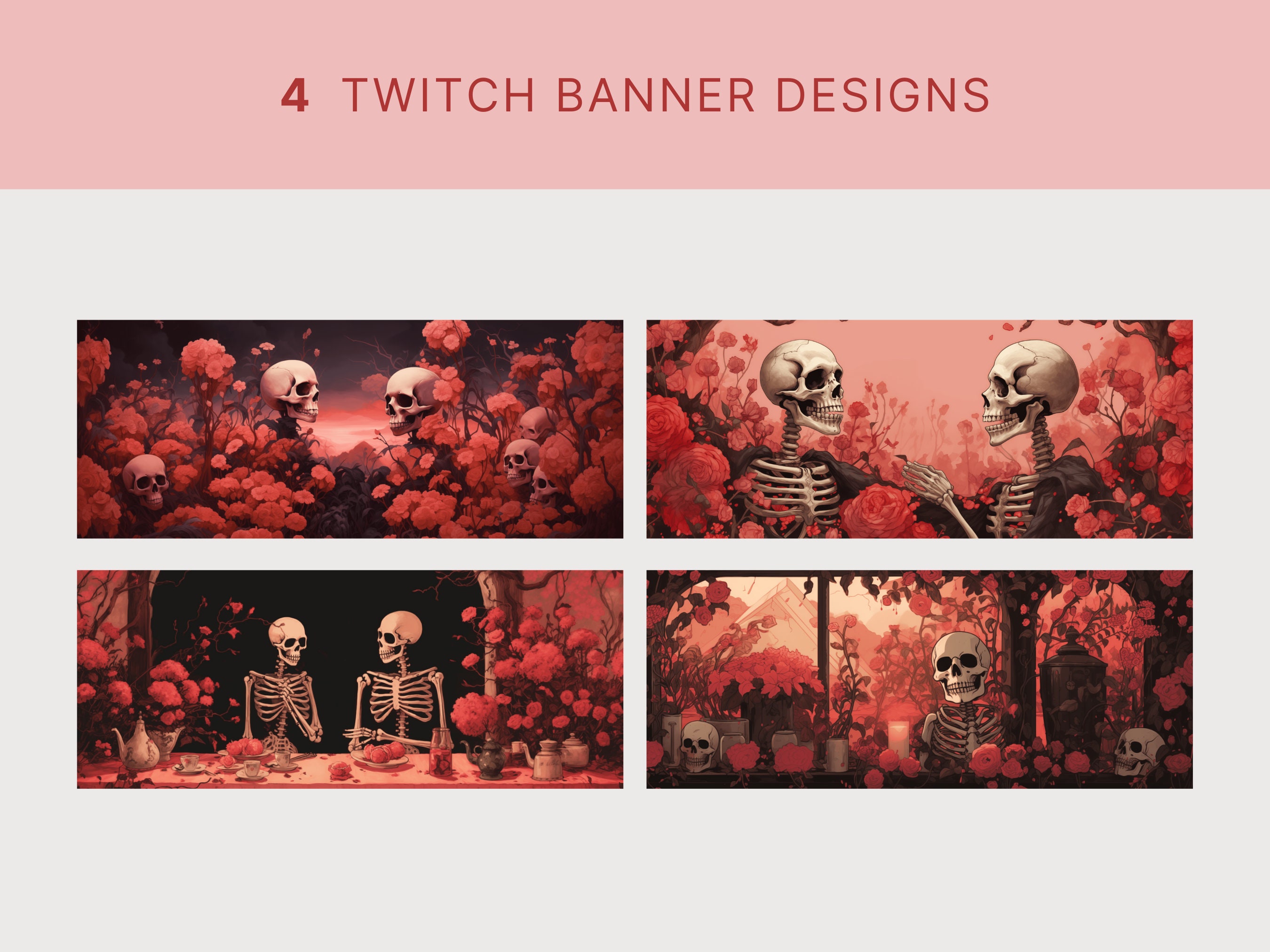 Valentines Goth Twitch Overlay Dark Valentine Banner Valentine Gothic ...