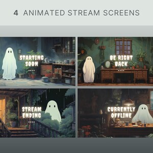 Ghost Stream Pack Halloween Twitch Overlay Ghost Vtuber Background ...