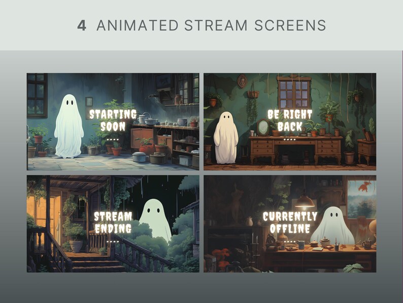 Ghost Stream Pack Halloween Twitch Overlay Ghost Vtuber Background ...