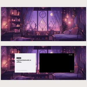 Purple Twitch Stream Banner Purple Halloween Twitch Banner Witch Stream ...