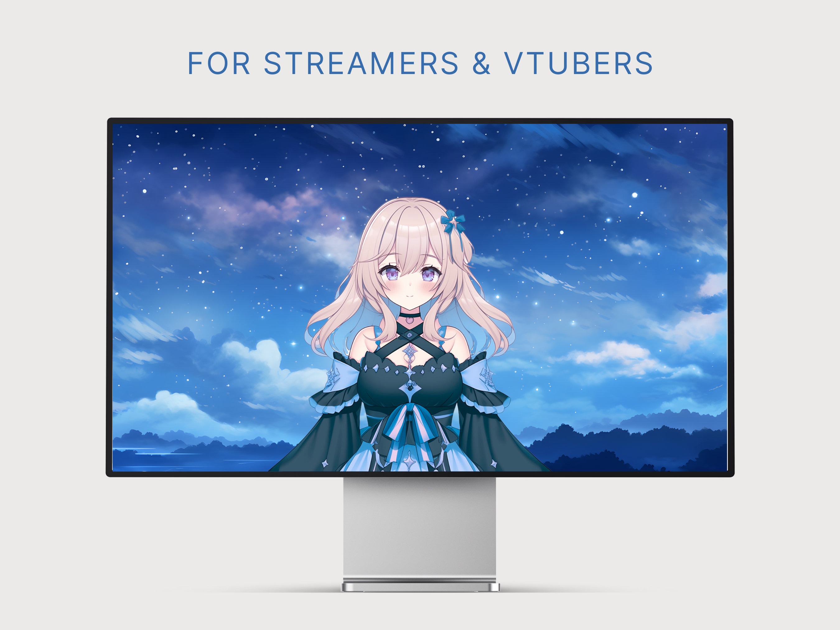 Blue Animated Background Vtuber Animated Twitch Overlay Blue Sky ...