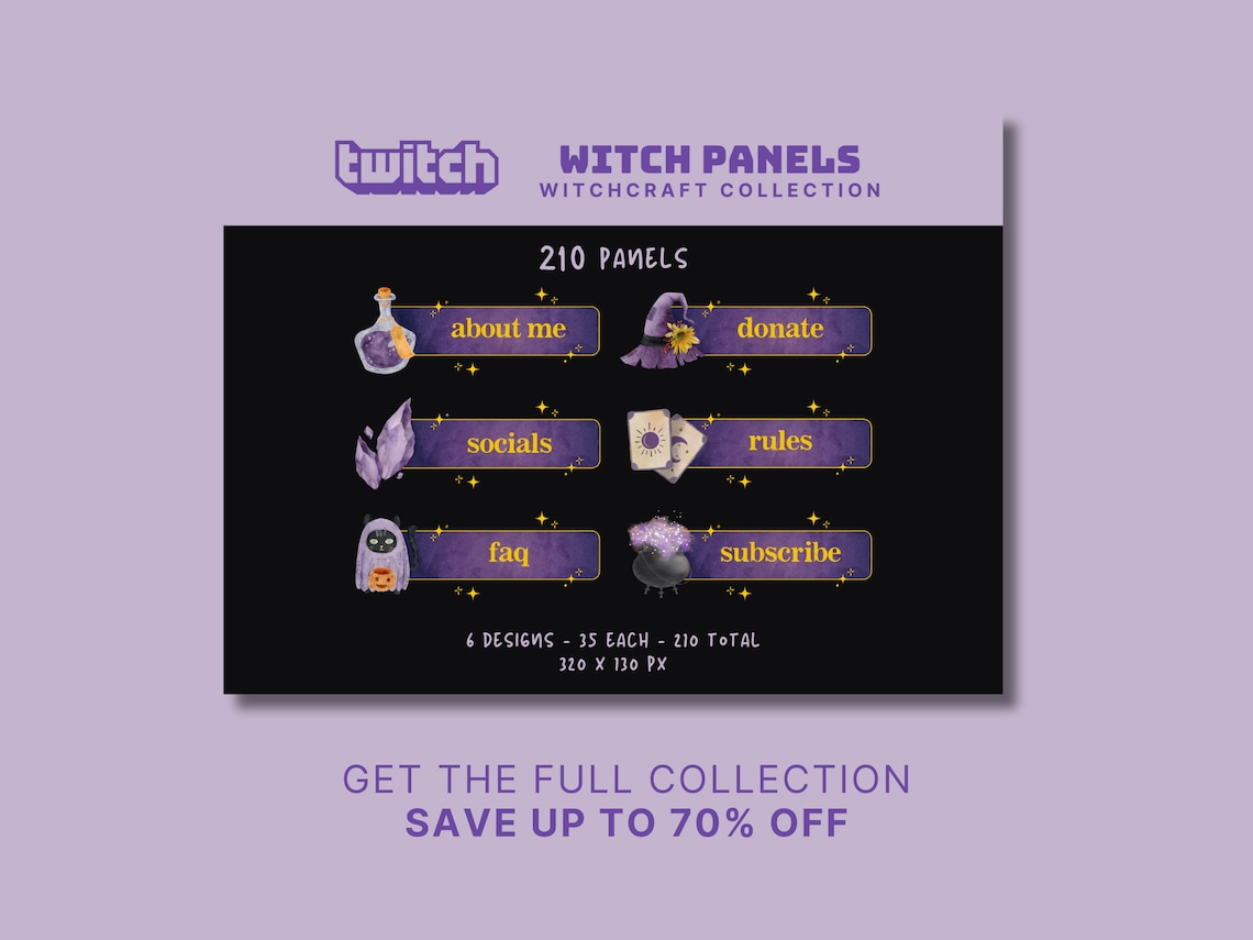 Witch Twitch Overlay Purple Twitch Panels Witchcraft Stream Panels Cute ...