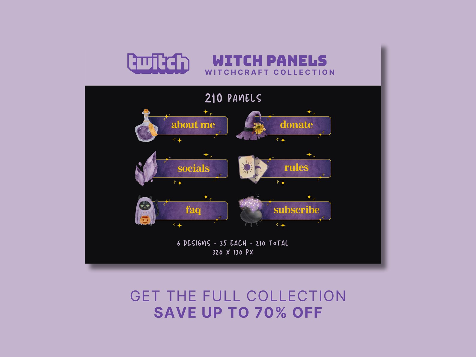 Witch Twitch Overlay Purple Twitch Panels Witchcraft Stream Panels Cute ...