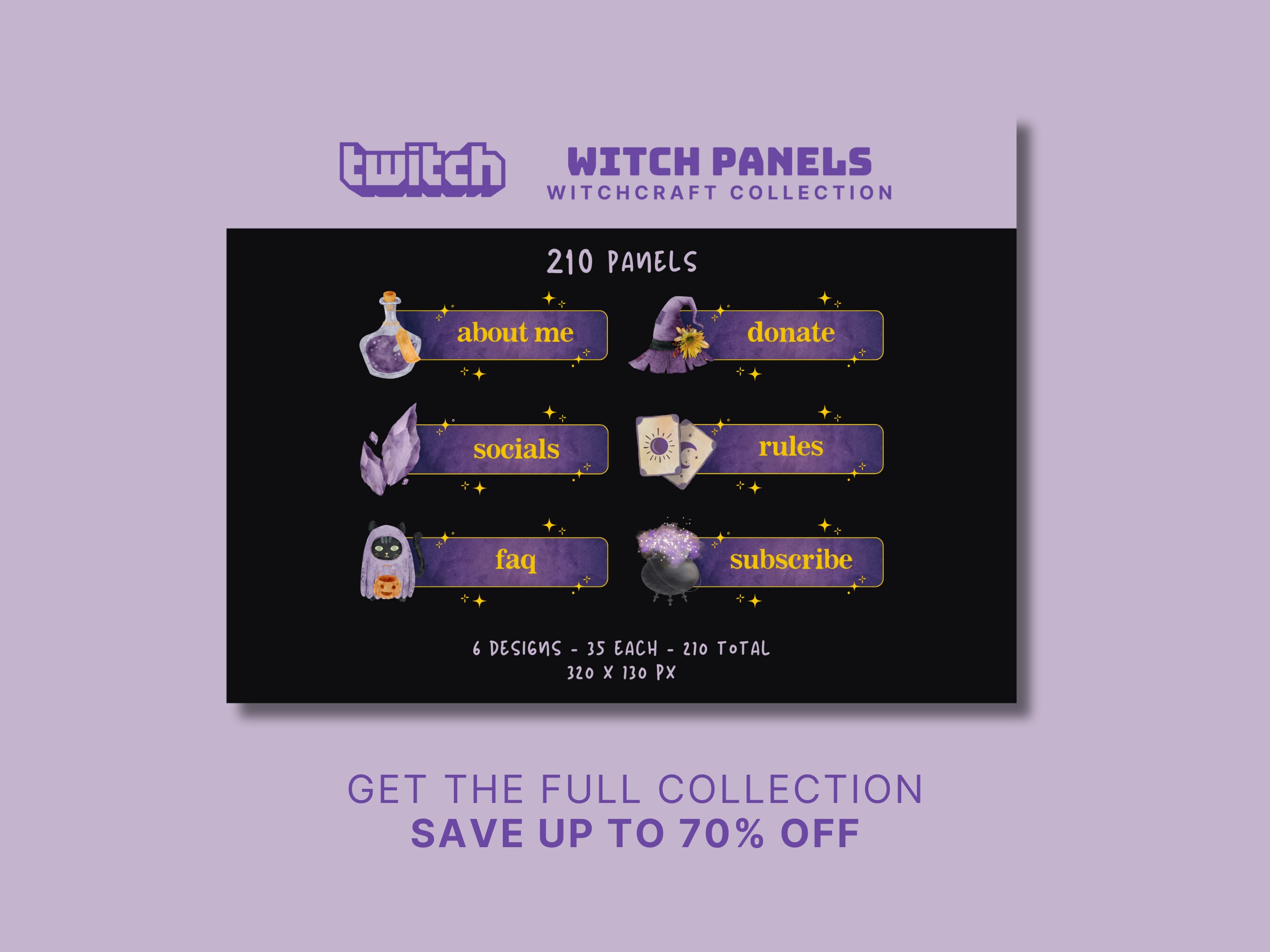 Witch Twitch Overlay Purple Twitch Panels Witchcraft Stream Panels Cute ...
