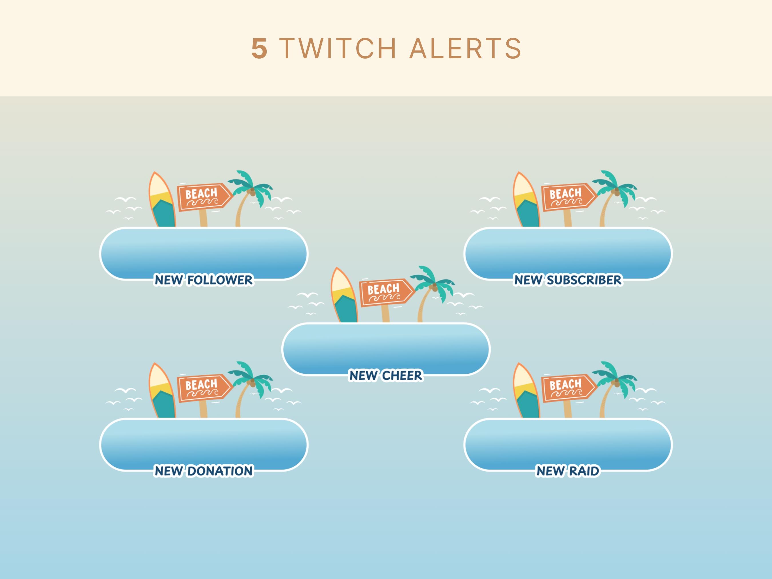 Cozy Beach Stream Pack Summer Twitch Package Animated Beach Vtuber ...