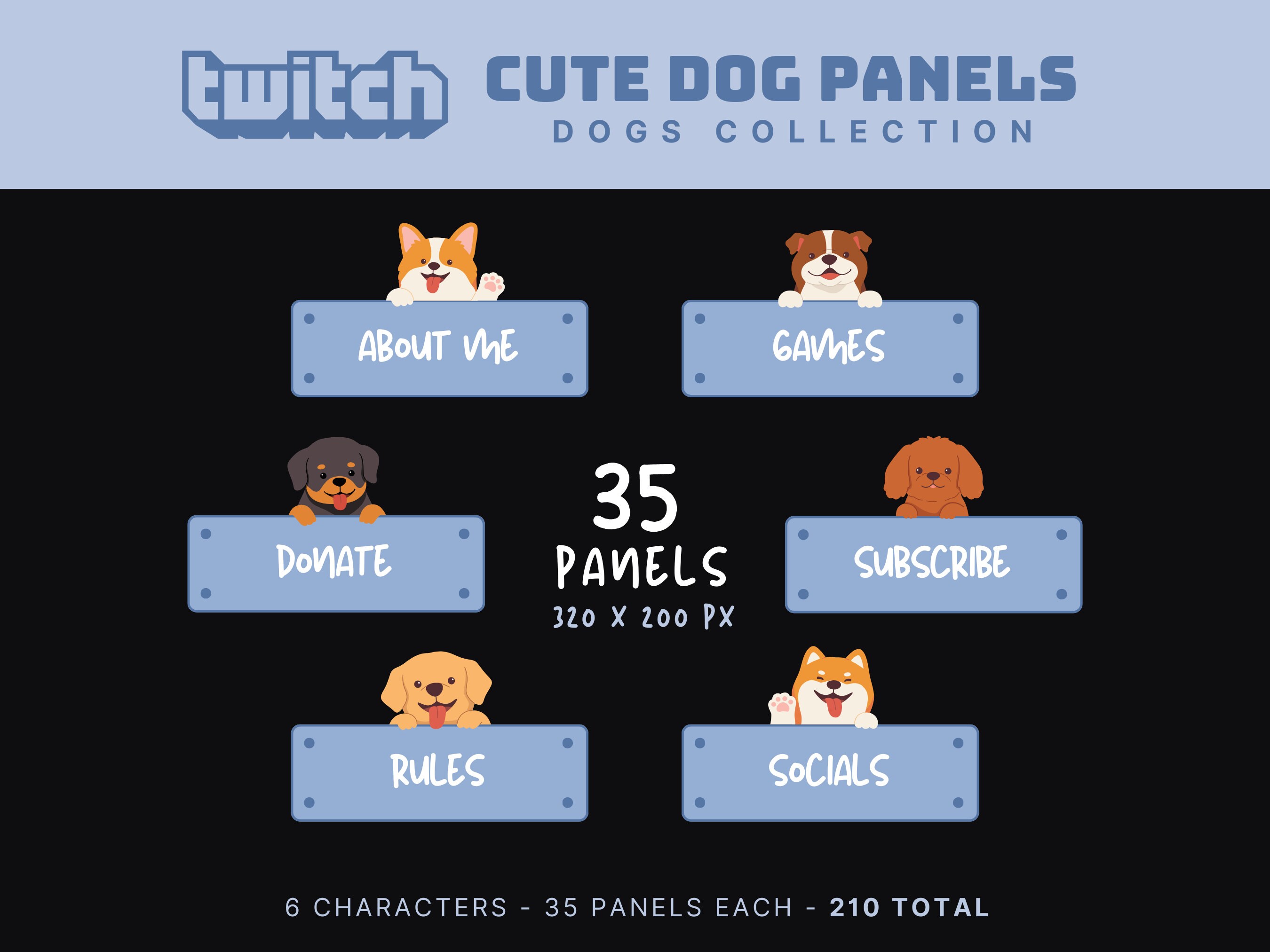 Blue Twitch Panels Dog Twitch Panels Cute Twitch Panels Ghibli Twitch ...