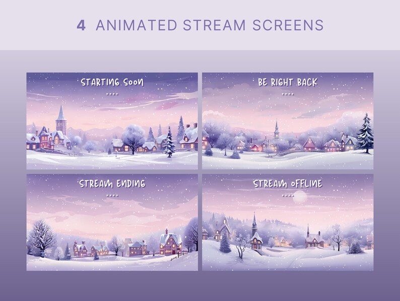 Purple Twitch Overlay Purple Winter Stream Pack Pruple Animated Vtuber ...