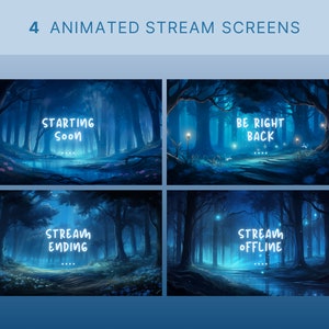 Cozy Twitch Overlay Blue Stream Package Animated Vtuber Background ...