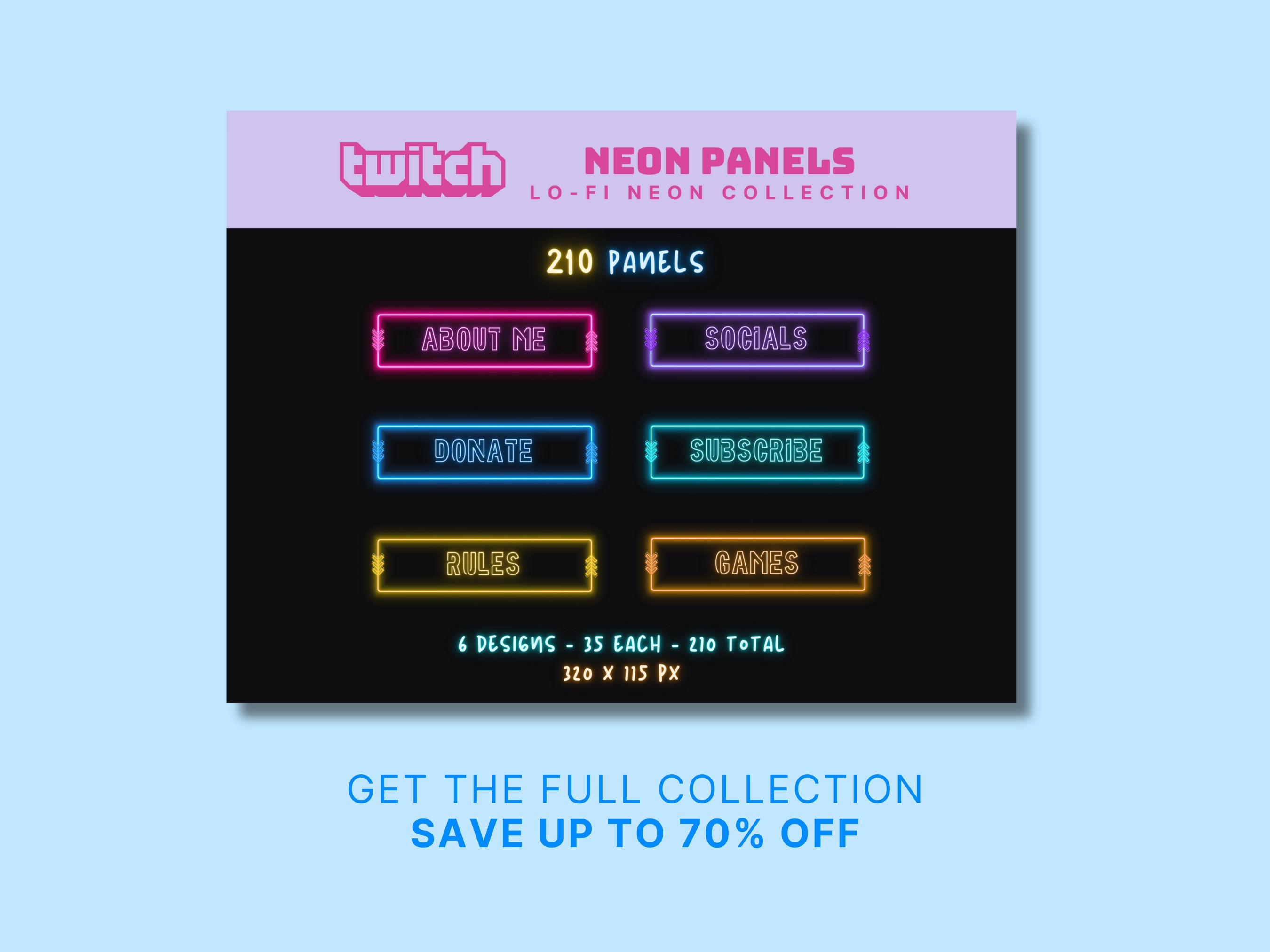 Blue Twitch Panels Neon Twitch Panel Neon Blue Twitch Panel Blue Lofi ...