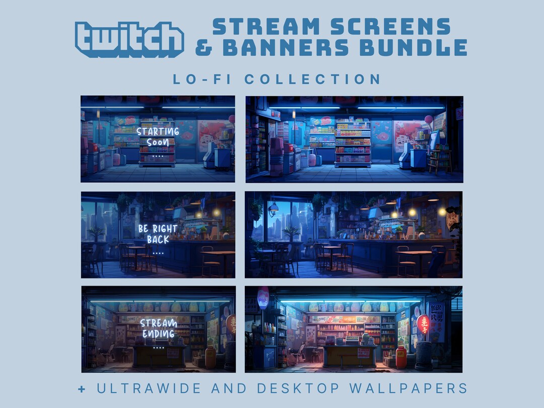 Lofi Twitch Animated Stream Screen Blue Stream Screen Lofi Twitch ...