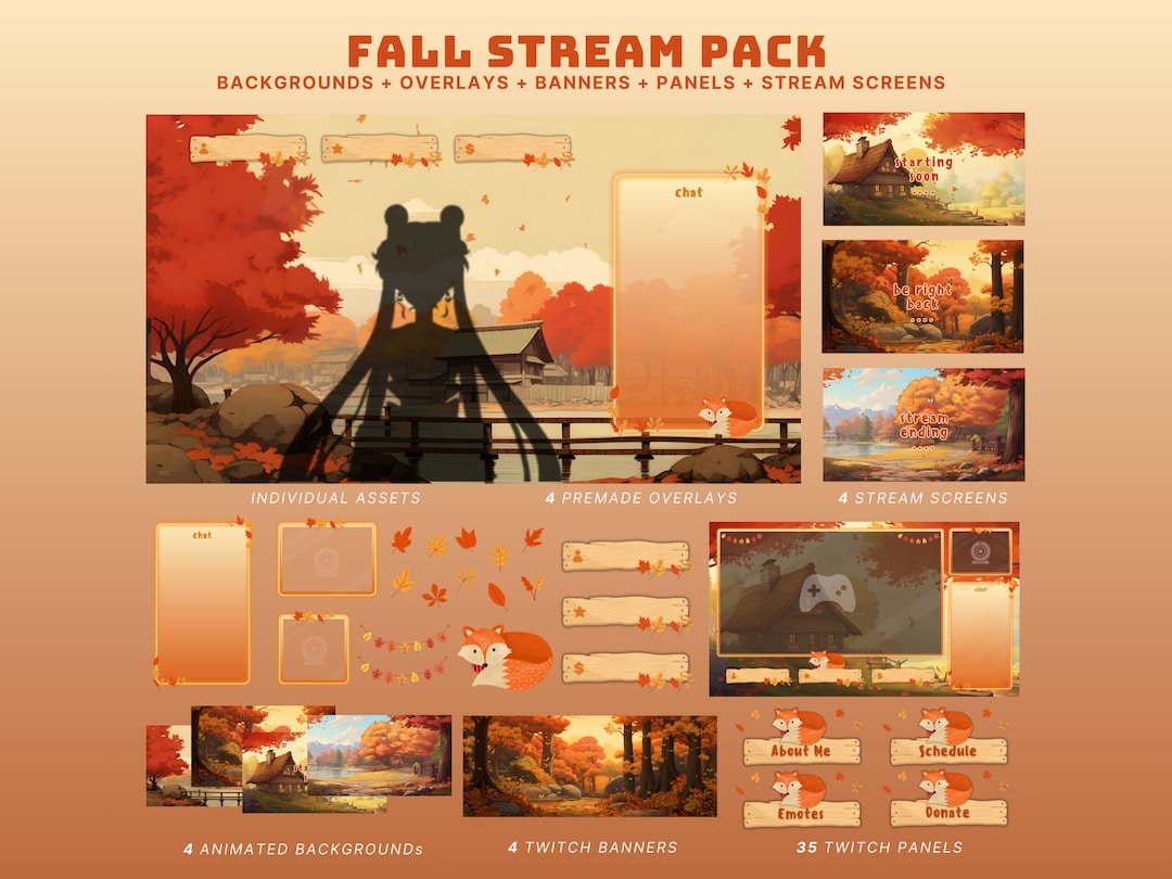 Fall Twitch Overlay Fall Stream Pack Twitch Autumn Animated Background ...