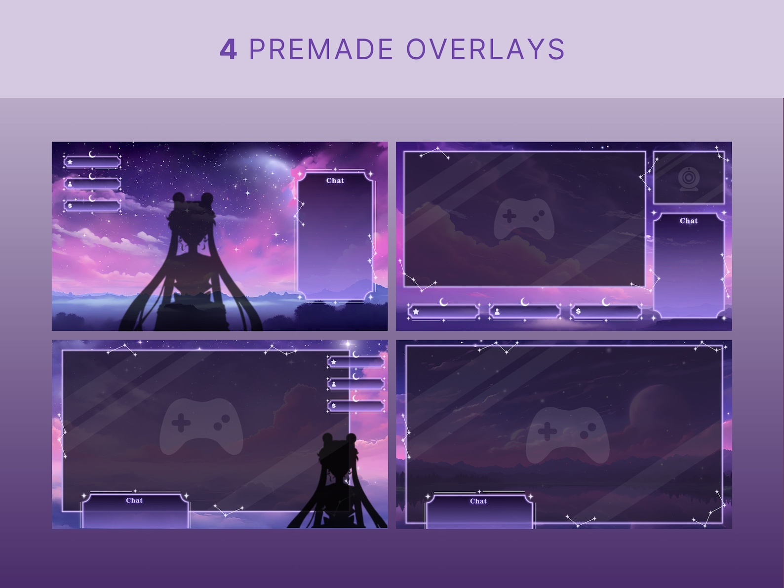 Purple Stream Pack Animated Vtuber Background Purple Twitch Overlay ...