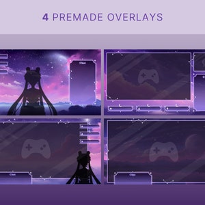 Purple Stream Pack Animated Vtuber Background Purple Twitch Overlay Witch Twitch Stream Purple ...
