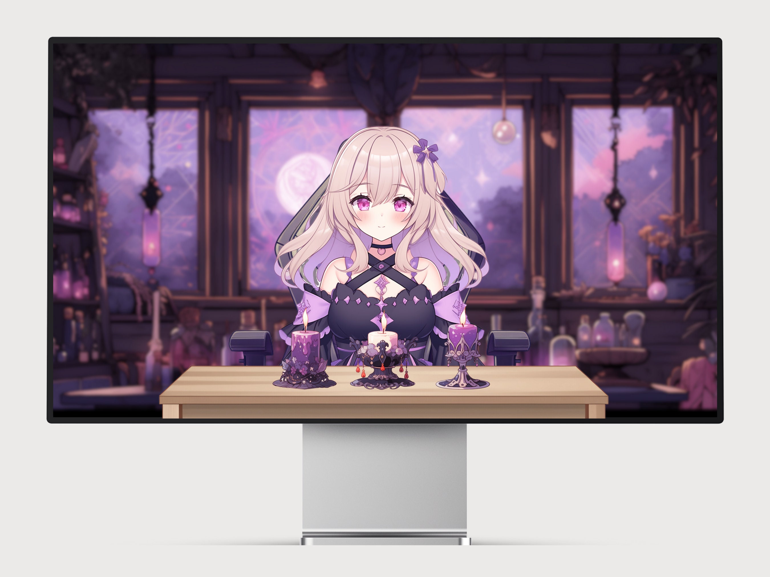 Vtuber Witch Candle Asset Purple Overlay Twitch Vtuber Decor Candle ...