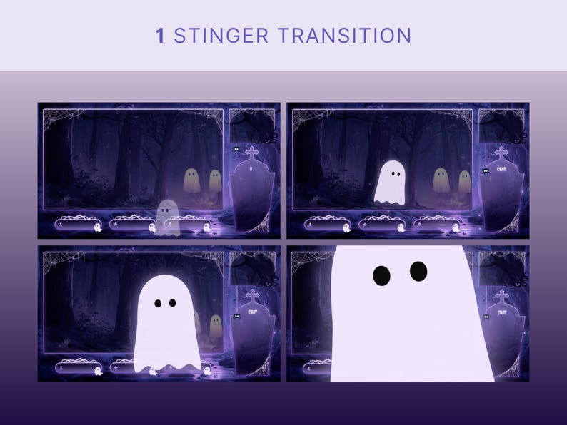 Purple Ghost Stinger Animated Halloween Twitch Transition Purple Stream Stinger for Twitch ...
