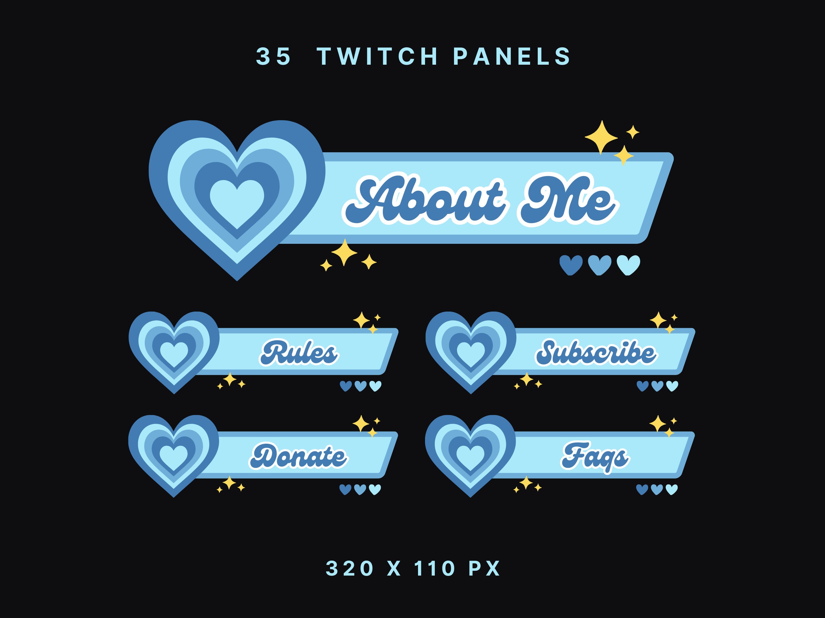 Blue Valentines Twitch Overlay Blue Retro Twitch Overlay Blue Heart ...