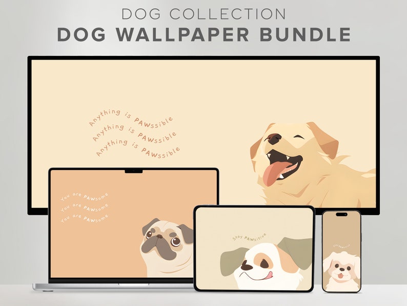 Cute Dog Wallpaper Bundle Dog Desktop Wallpaper Minimalist - Etsy