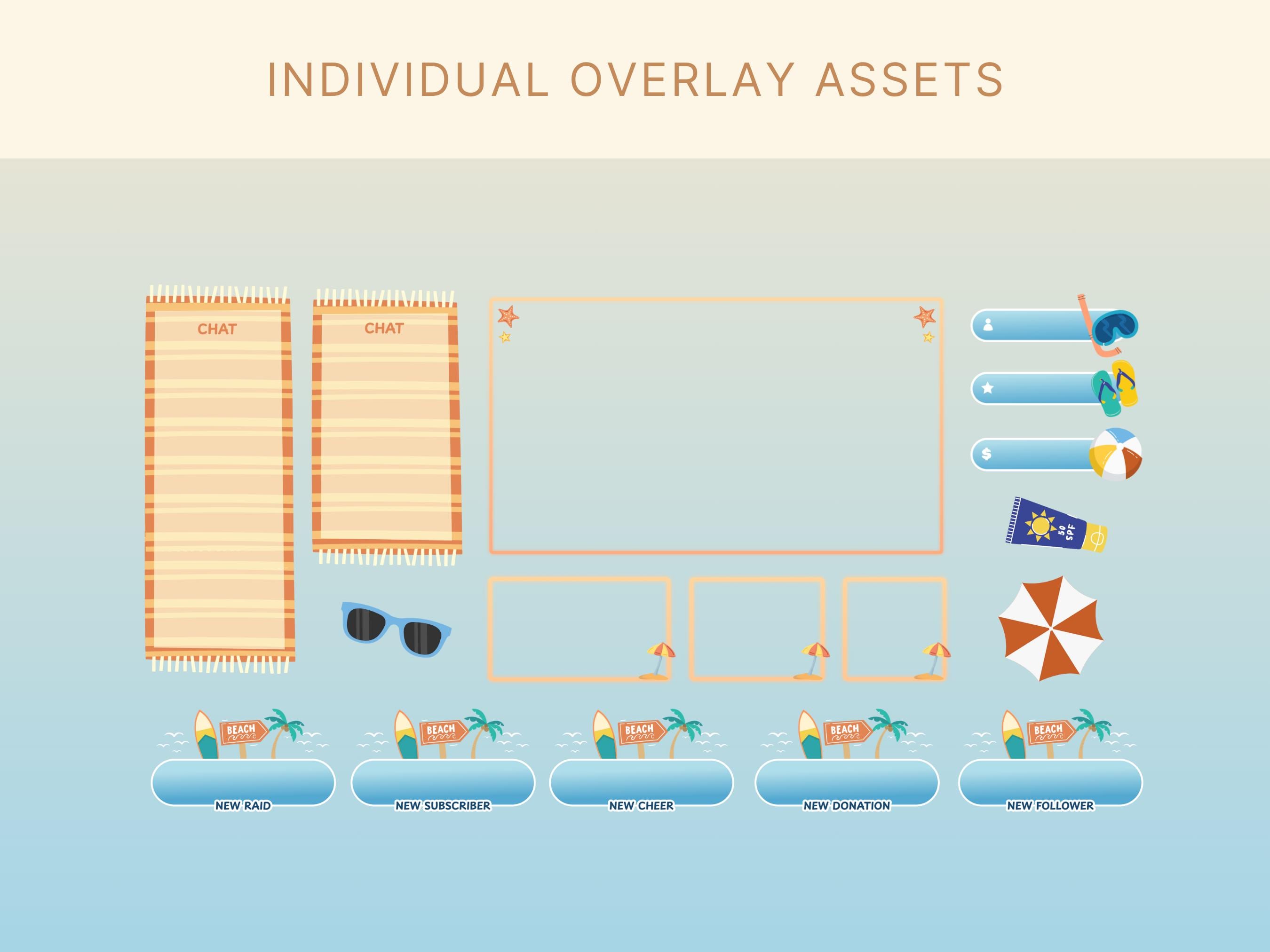Cozy Beach Stream Pack Summer Twitch Package Animated Beach Vtuber ...