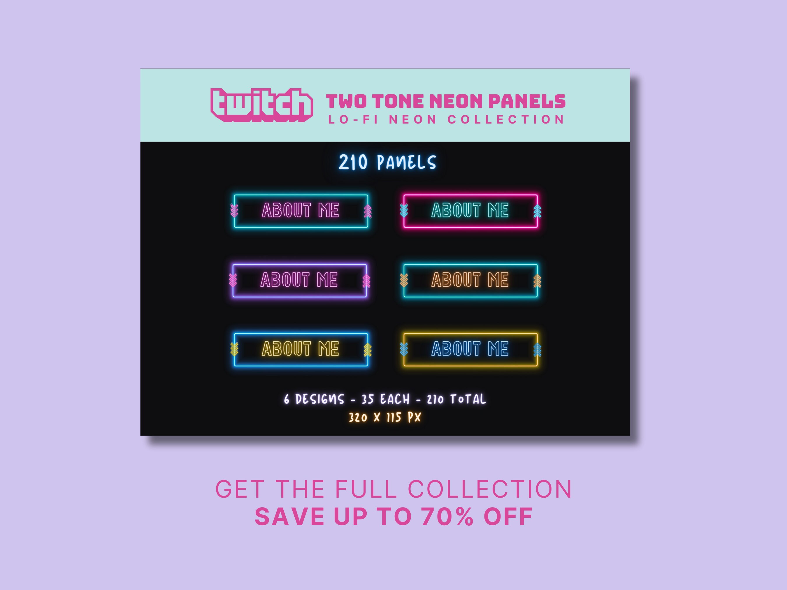 Purple Twitch Panels Neon Twitch Panels Pink Lofi Twitch Overlay Pink Neon Panels Cute Purple ...