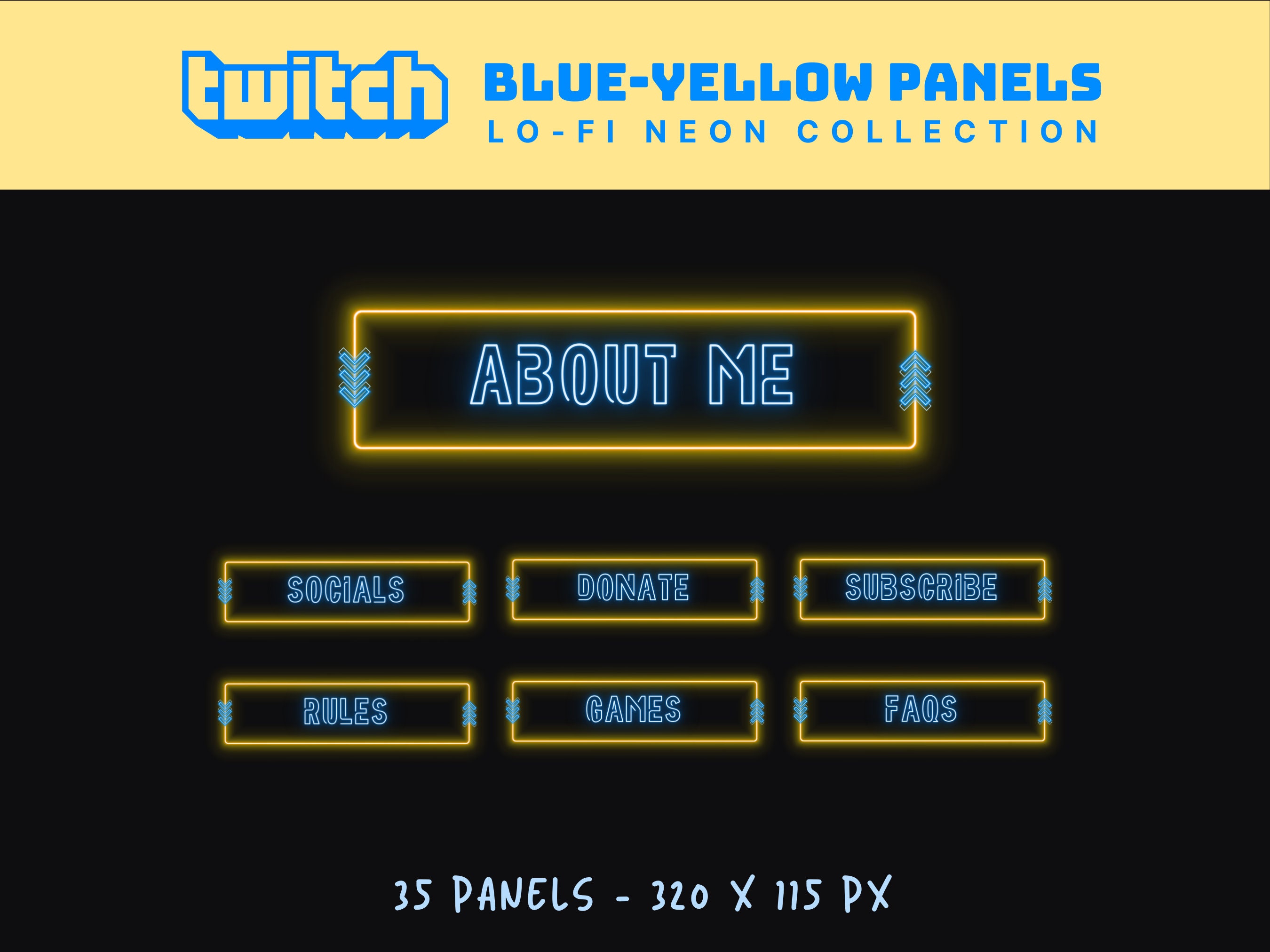 Blue Twitch Panels Neon Twitch Panel Neon Blue Twitch Panel Yellow Lofi ...