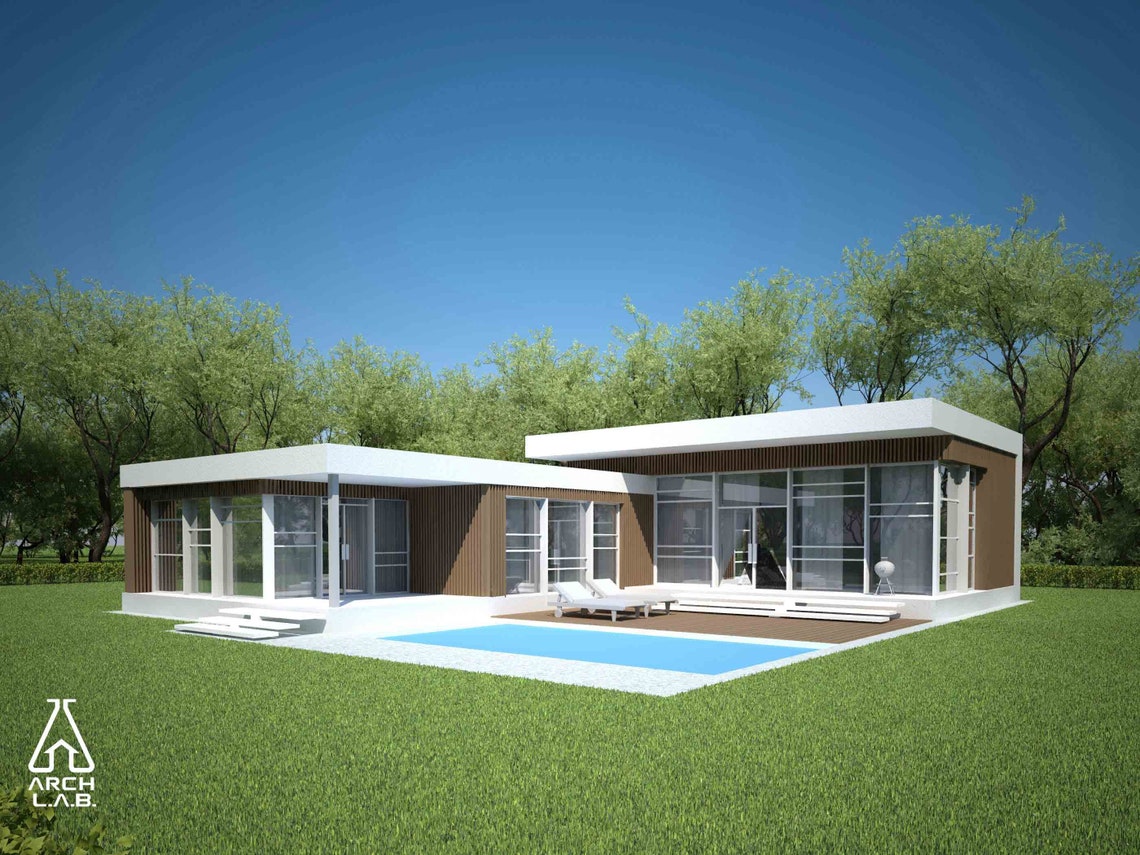 Modern House Plan Area 1539 Sq/ft CAD+ PDF Set - Etsy