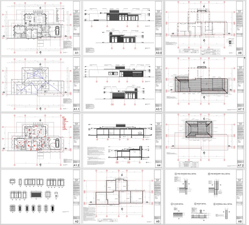 Modern House Plan Area 1716 Sq/ft CAD + PDF Set - Etsy